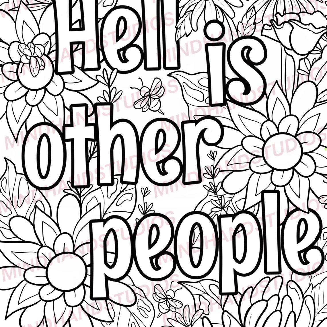 Printable Coloring Page Hell is Other People Digital - Etsy