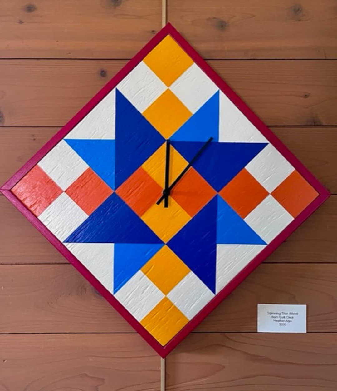 Barn Quilt Clock Hand Painted Clock Spinning Star Pattern - Etsy