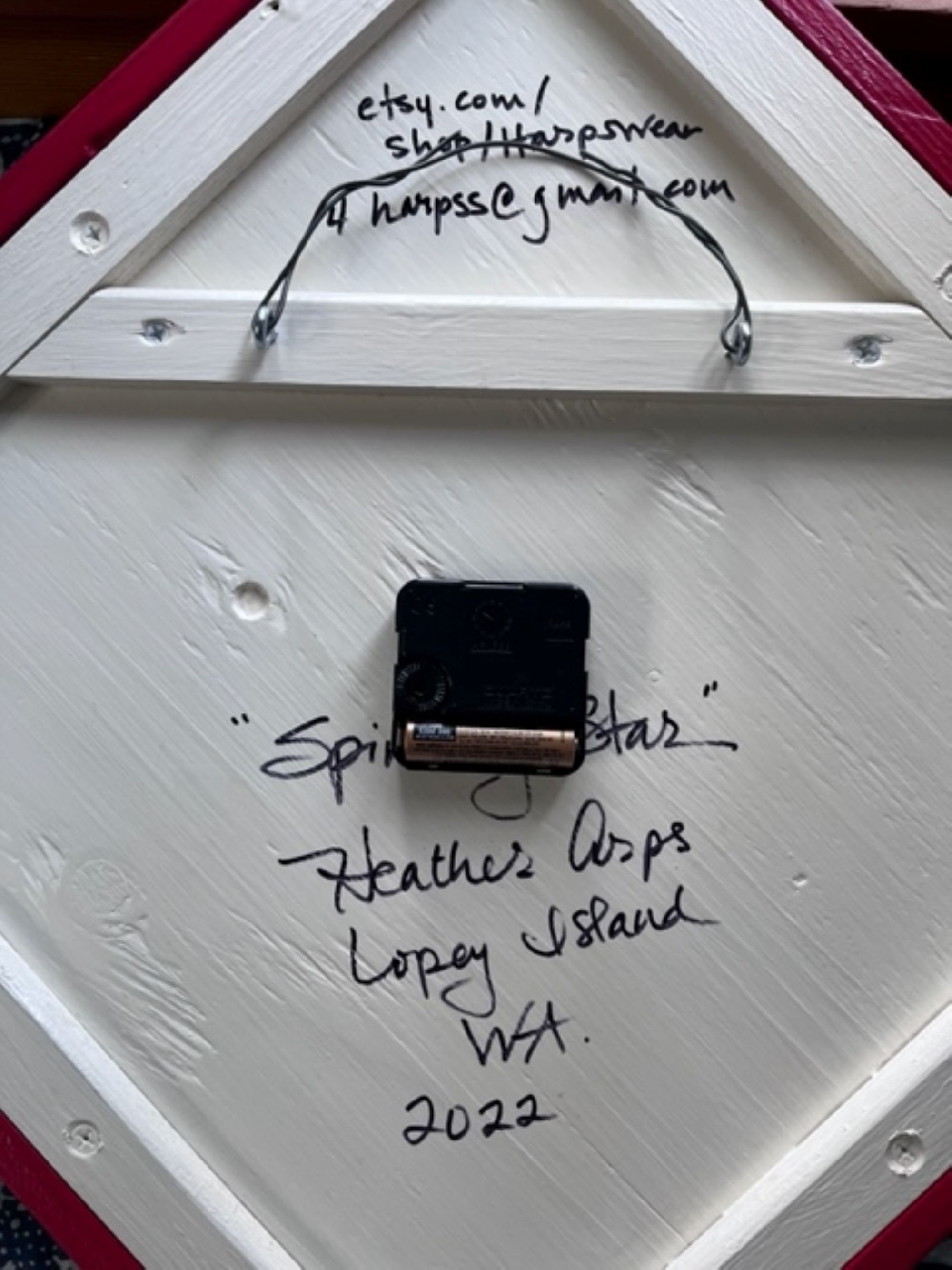 Barn Quilt Clock, Hand Painted Clock, Spinning Star Pattern, Upcycle ...