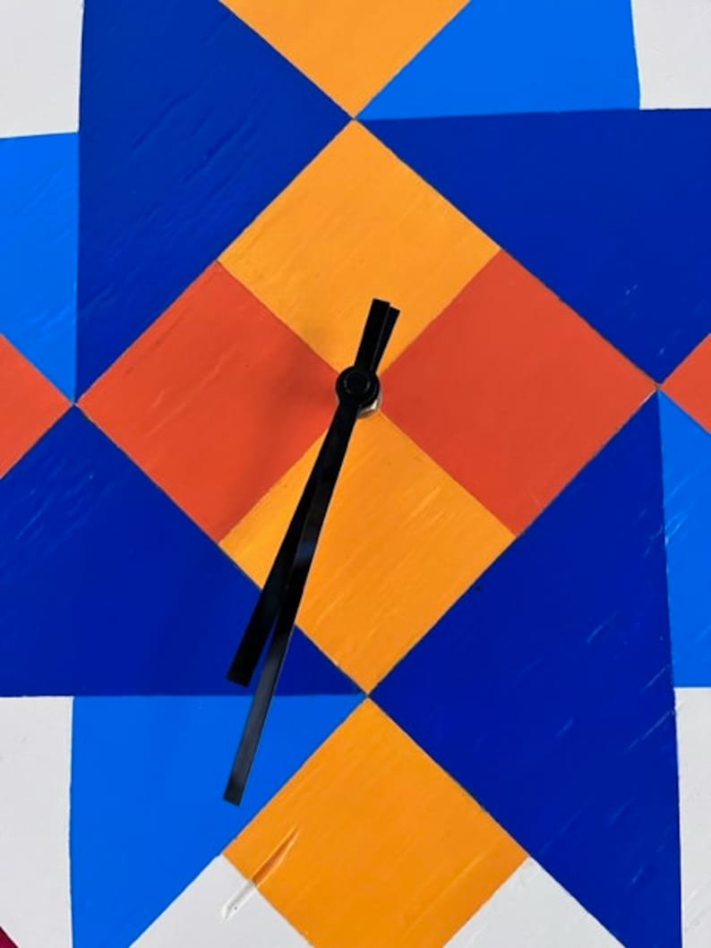 Barn Quilt Clock, Hand Painted Clock, Spinning Star Pattern, Upcycle ...