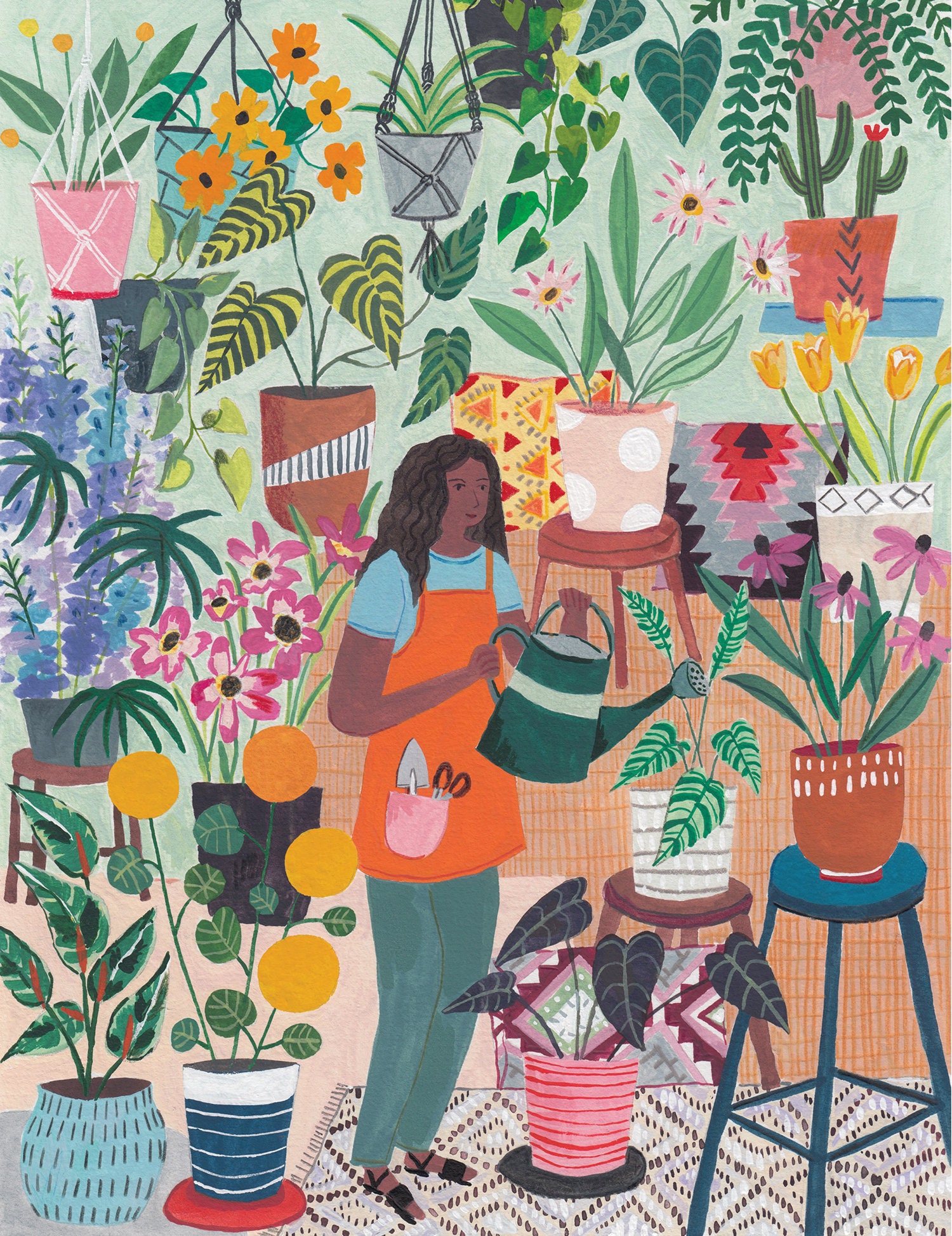 Plant Lady | Flowers | Girl | Floral Art Print | Wall Art | Botanical ...