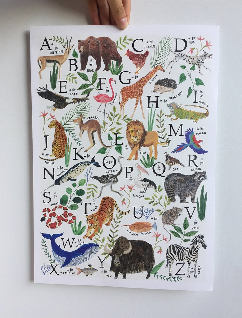 Animal Alphabet Print Art print ABC Nursery wall art | Etsy