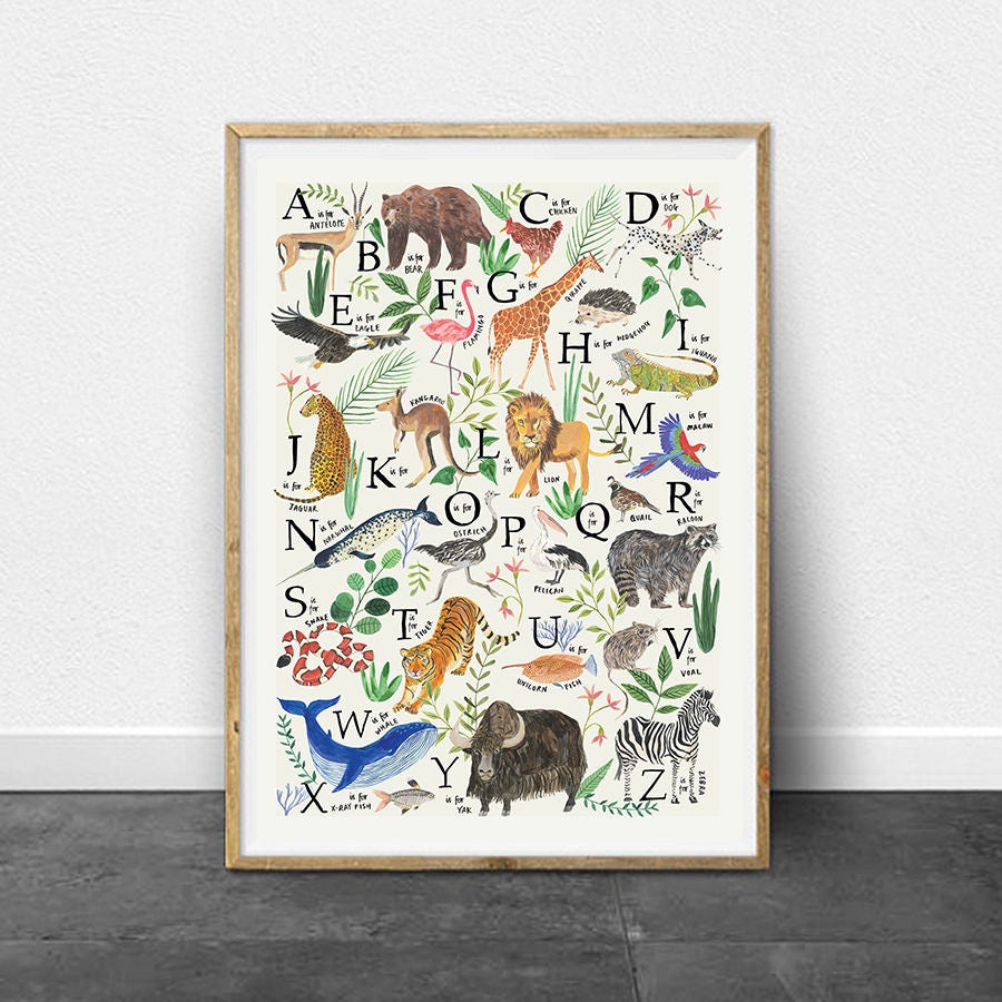 Animal Alphabet Print Art print ABC Nursery wall art | Etsy