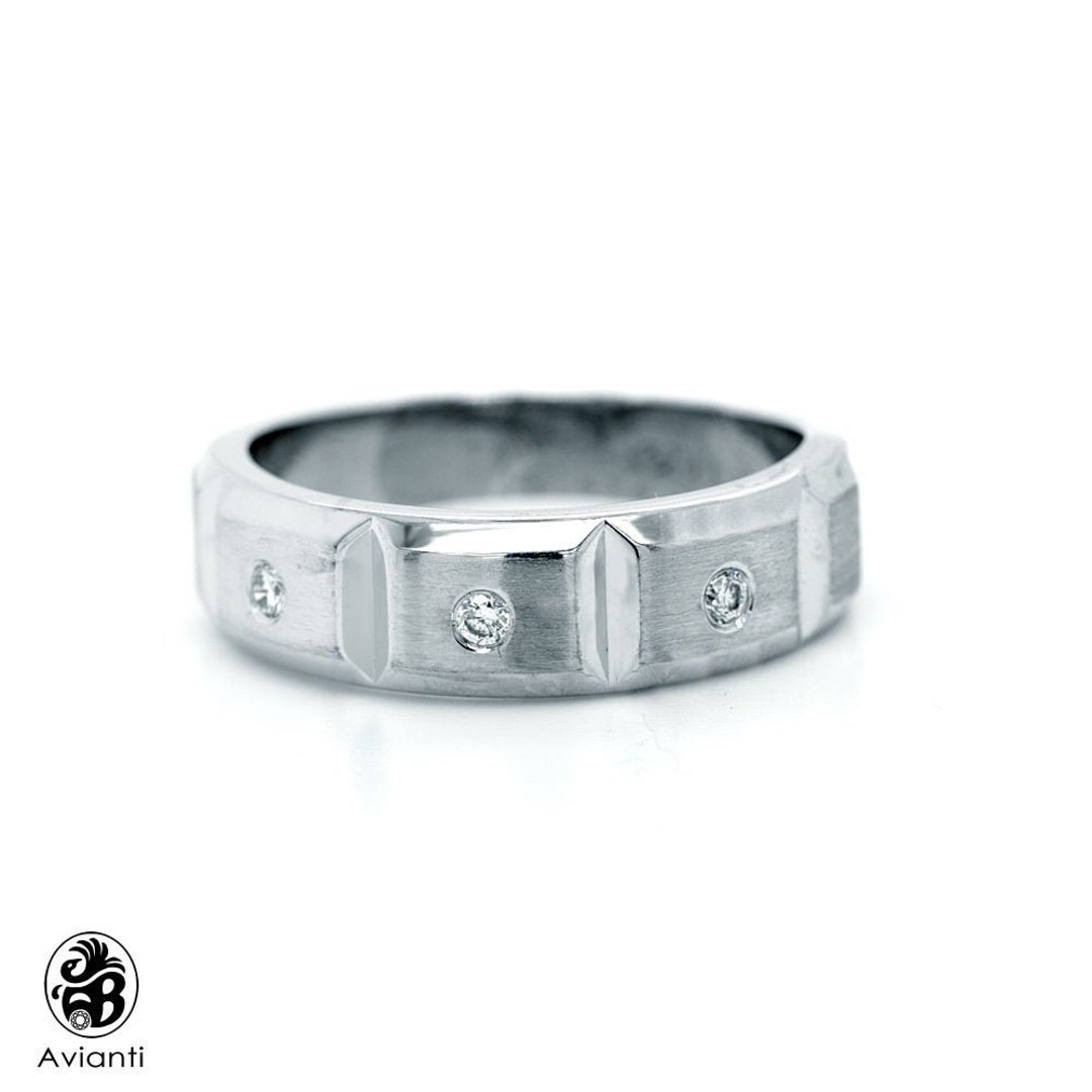 Diamond Band Vintage Three Stone Ring Three Year Anniversary - Etsy