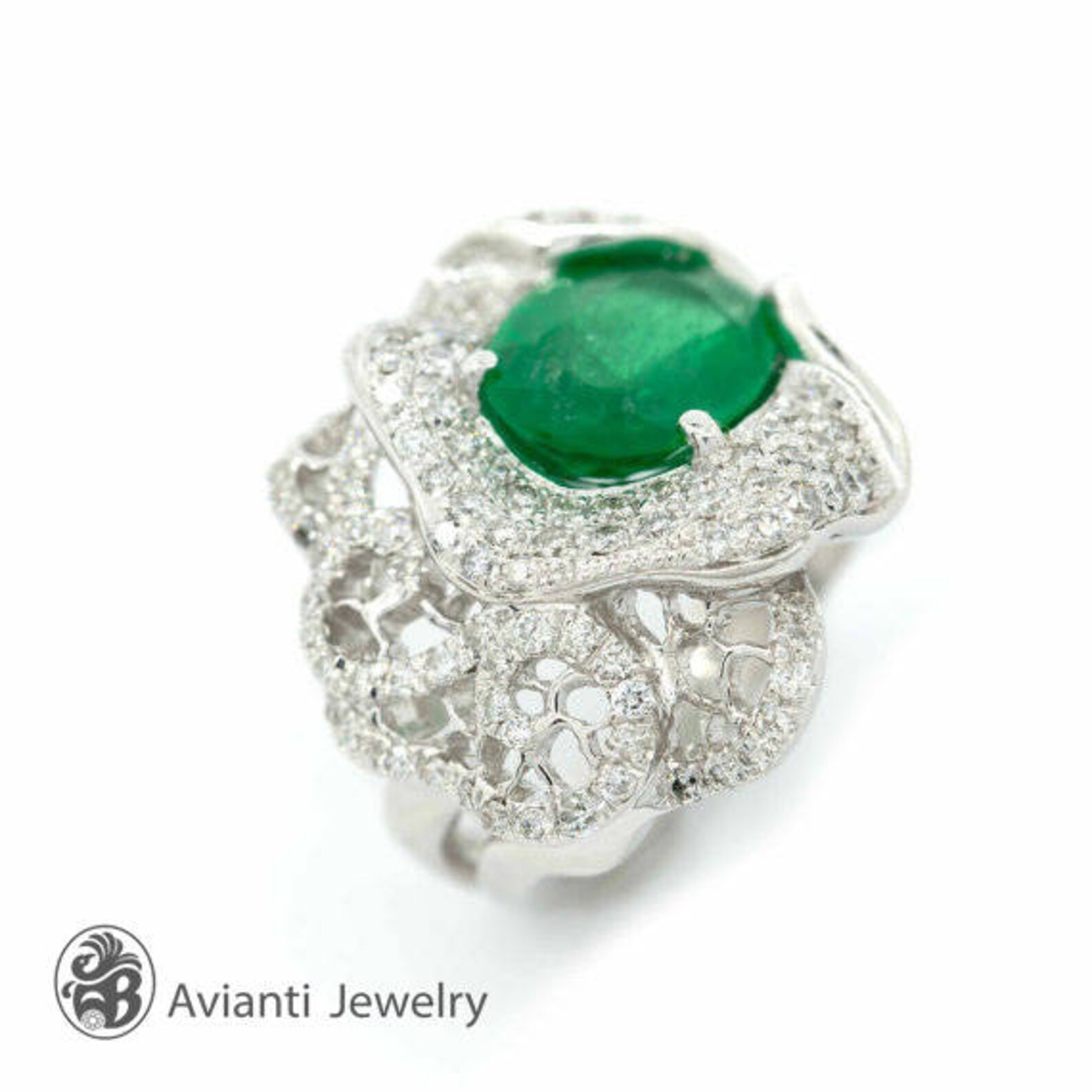 Emerald Ring Emerald Statement Ring Emerald and Diamond - Etsy