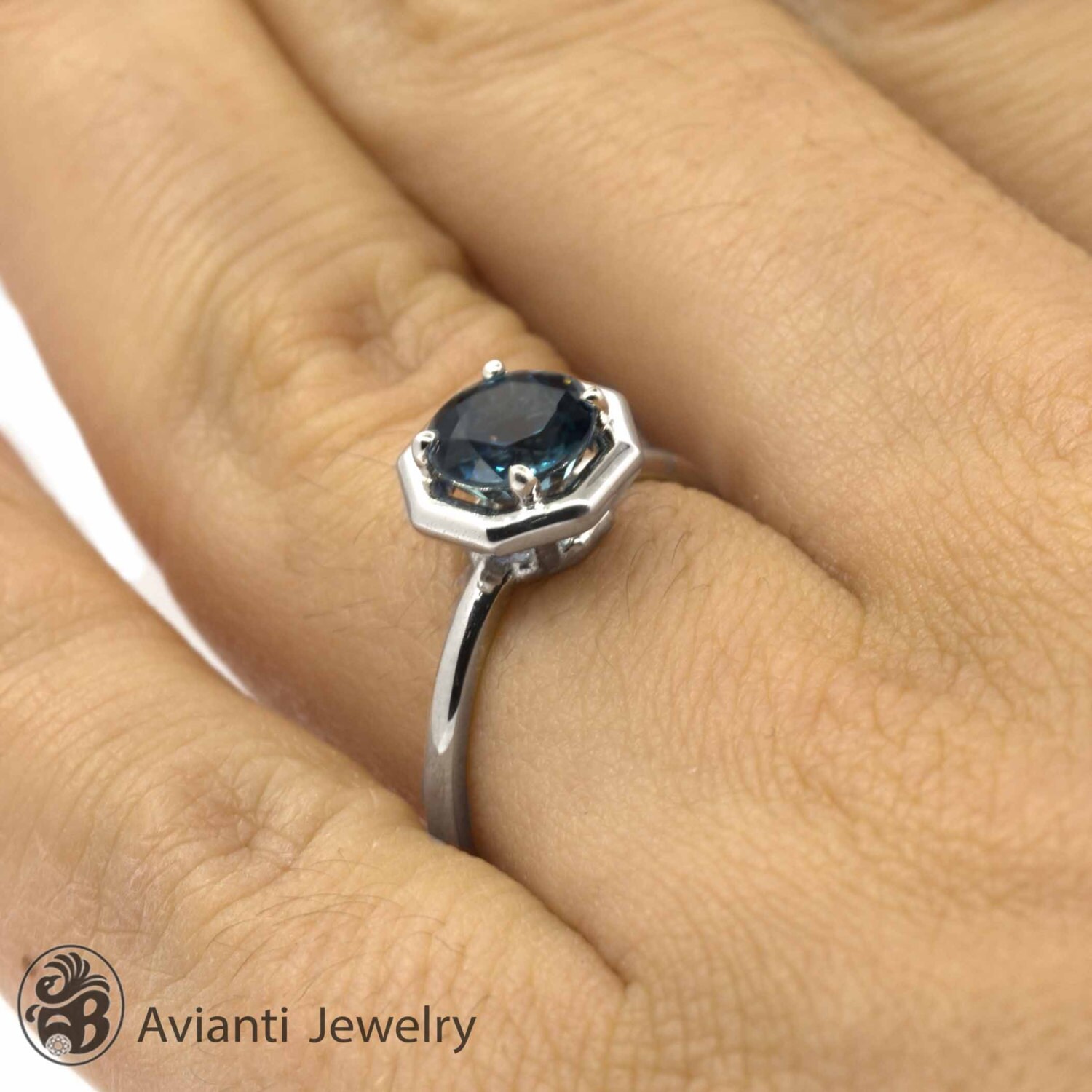 Sapphire Engagement Ring White Gold Engagement Ring Blue | Etsy