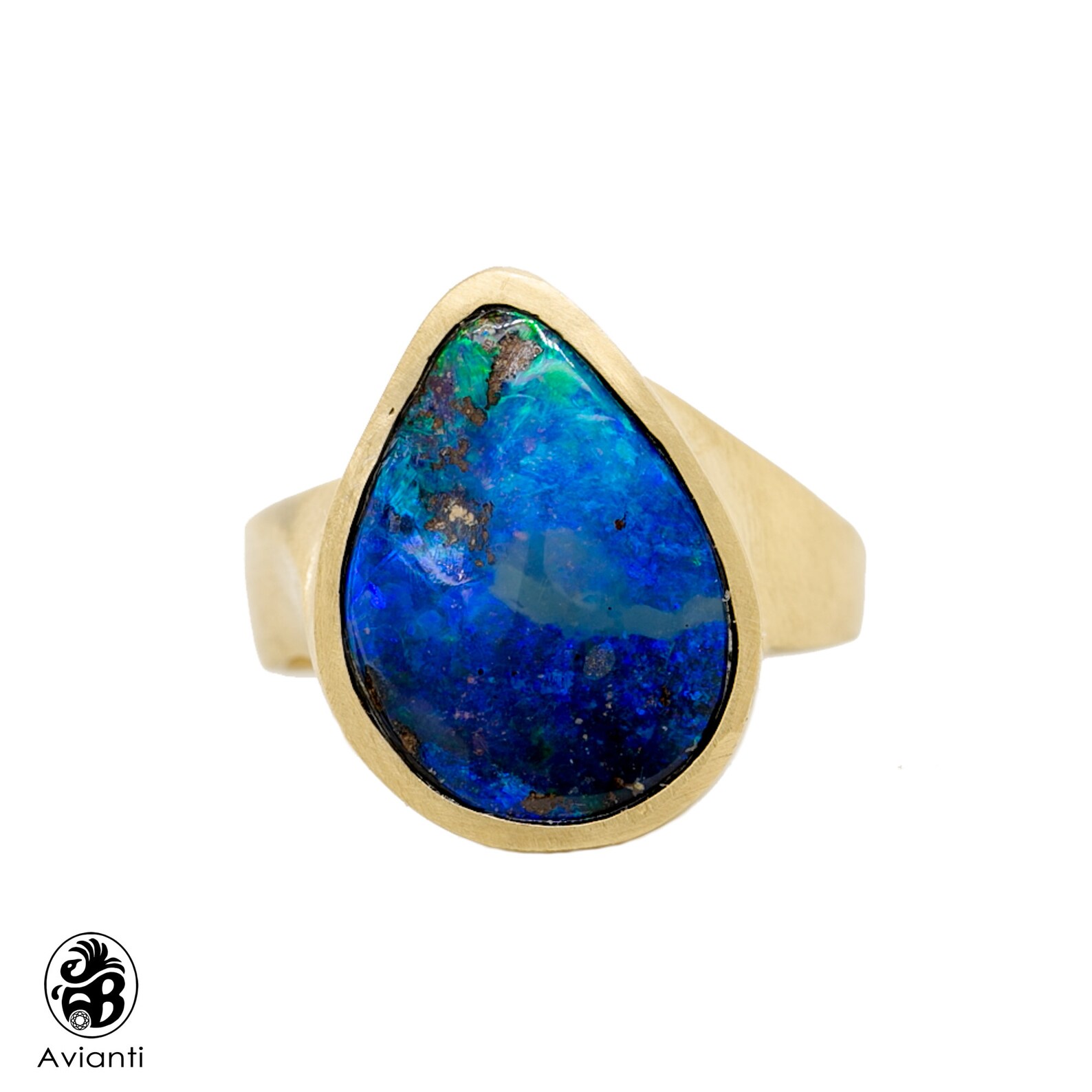 Opal Ring Boulder Opal Ring Australian Opal Ring Pear | Etsy