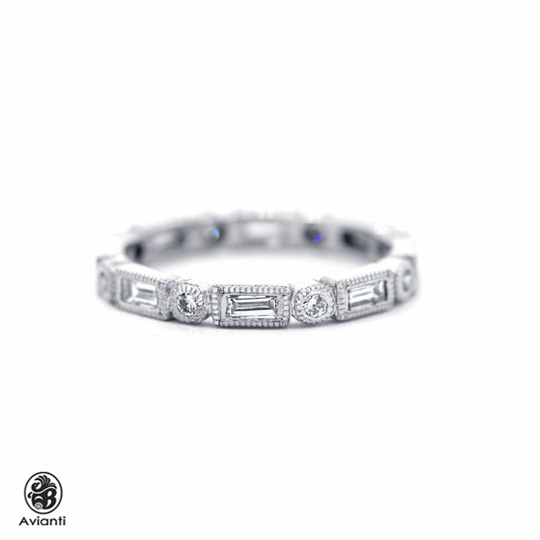 Diamond Ring, Baguette and Round Diamond Eternity Band, Eternity Band ...