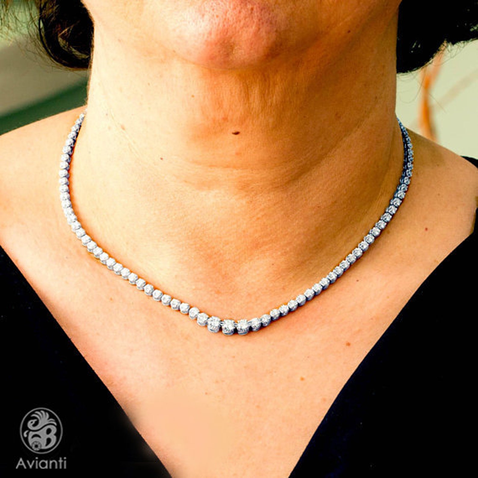 Diamond Necklace Diamond Opera Necklace Round Diamond - Etsy