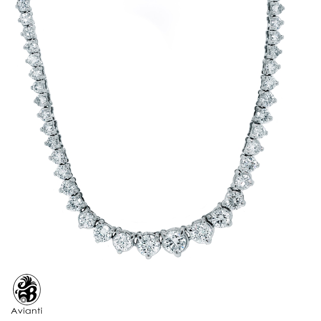 Diamond Necklace, Opera Necklace, Diamond Tennis Necklace, 14 Karat ...