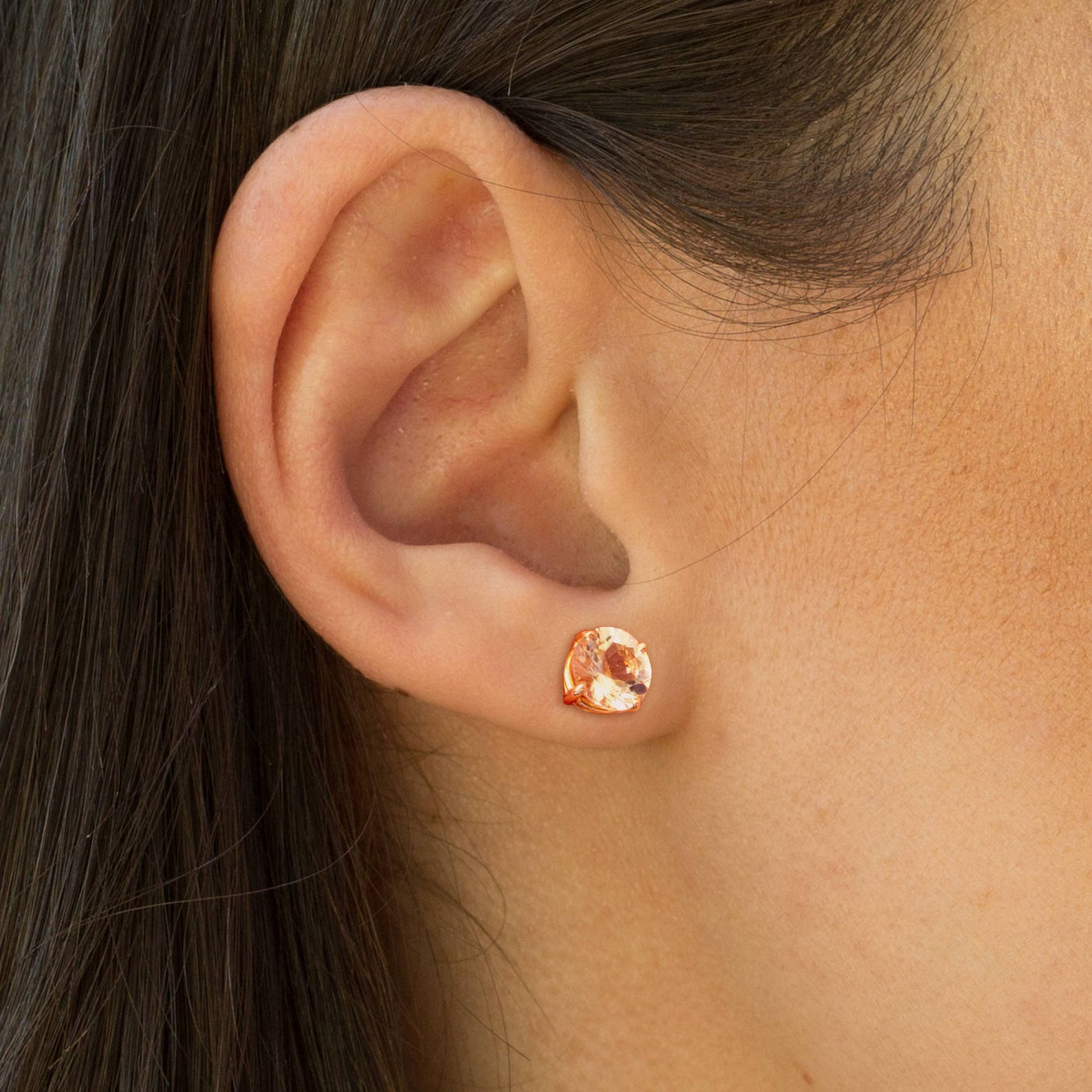 Morganite Earrings Round Morganite Stud Earrings Pink Stone - Etsy