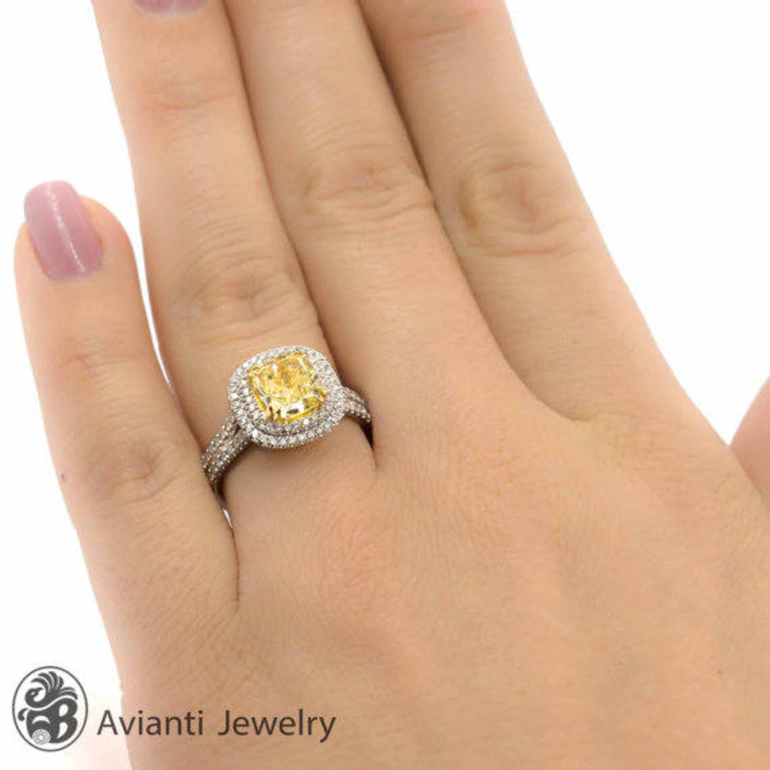 Diamond Engagement Ring Canary Diamond Engagement Ring | Etsy