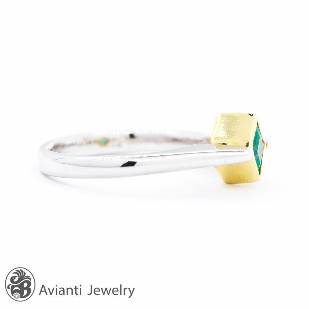 Emerald Ring Green Stone Ring Square Emerald Ring Modern - Etsy