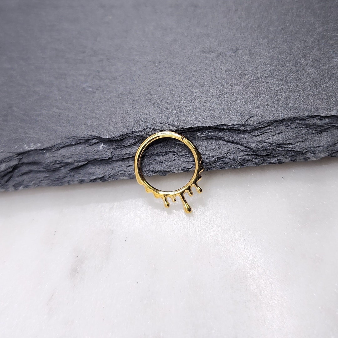 16g 8mm Blood Drip Hinged Segment Clicker Piercing Hoop Ring Solid ...