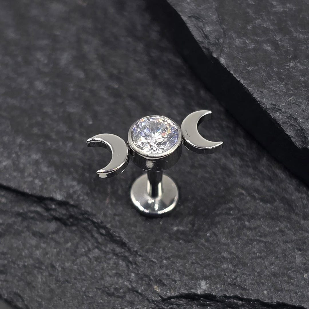 Titanium ASTM F136 Moon Goddess Threadless Top Labret Barbell Piercing Conch Flat Cartilage ...