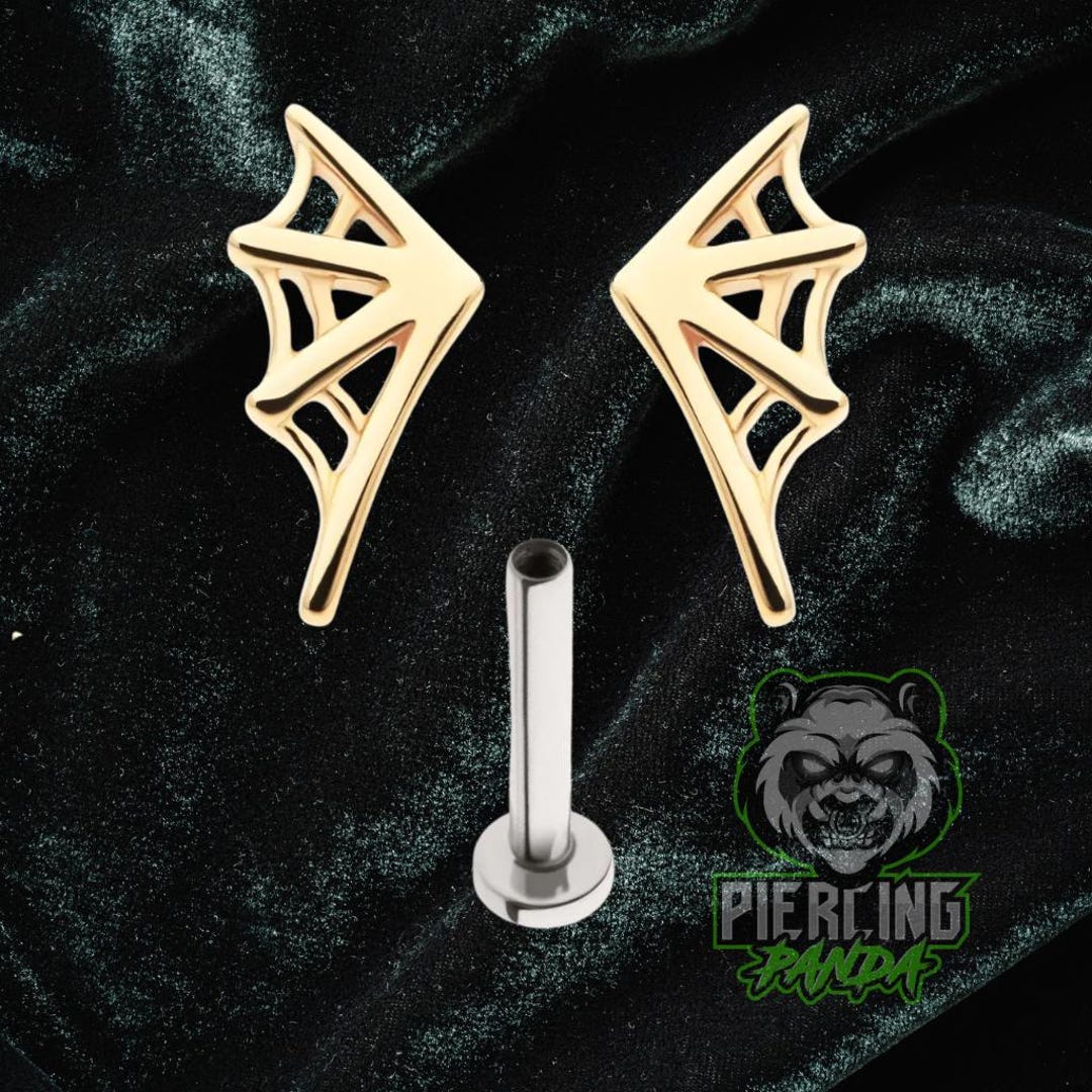 14k Solid Yellow Gold Threadless Spider Web With Titanium ASTM F136 ...