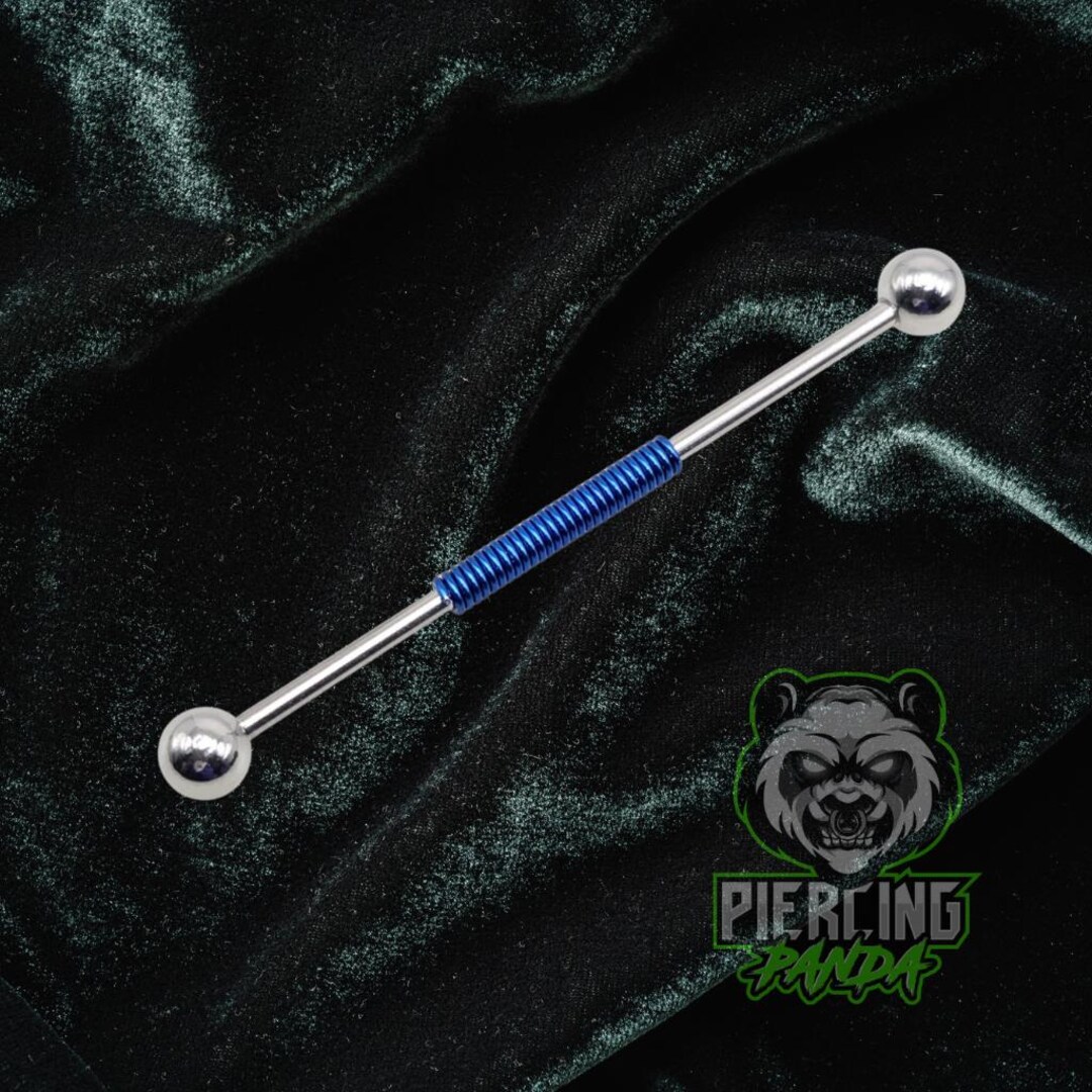 14g 16g Blue Wire Wrapped Industrial Barbell Piercing 32mm 35mm 38mm ...