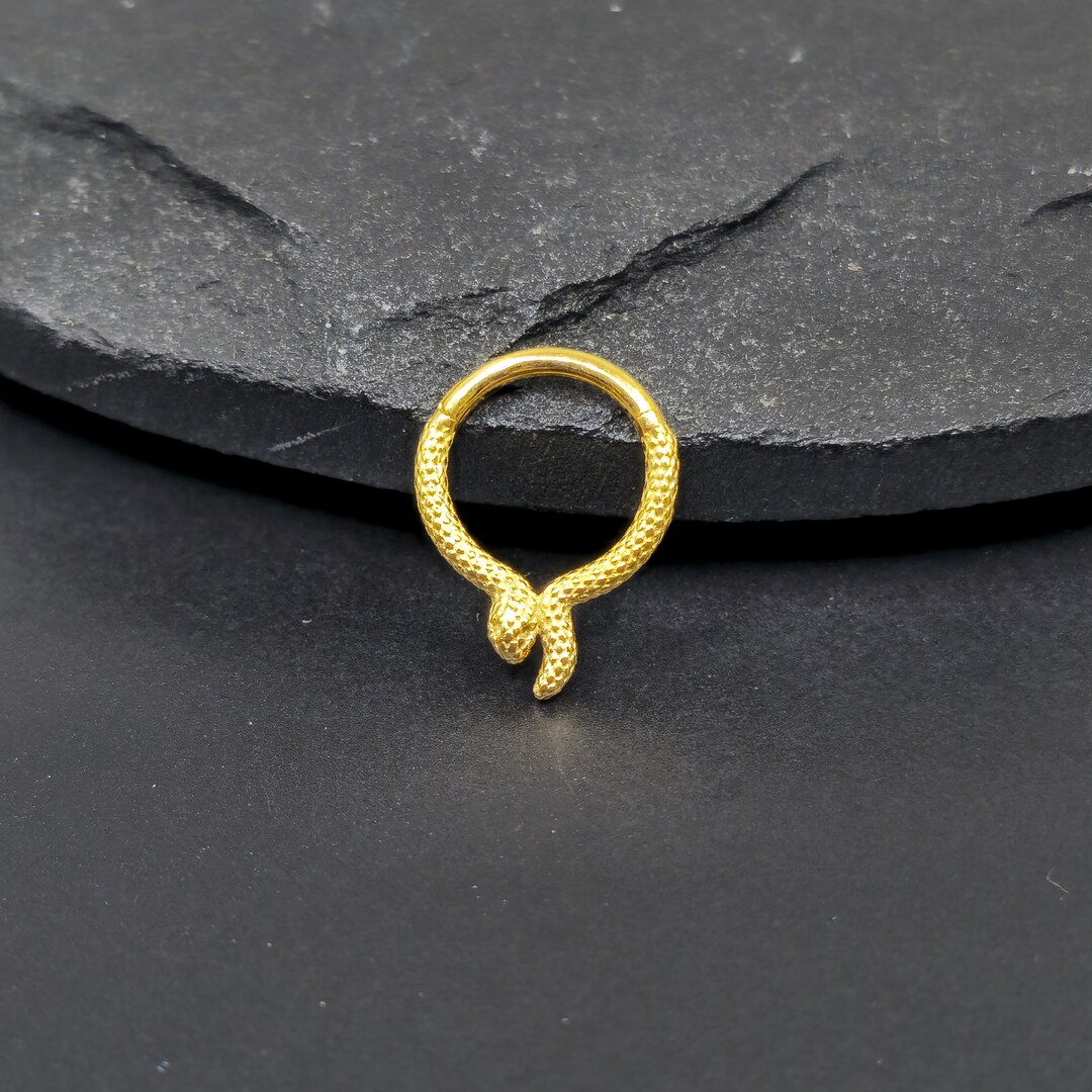 16g 8mm Snakes Hinged Segment Clicker Solid 316L Surgical Steel Gold ...