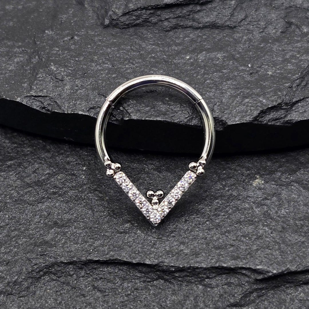 16g Implant Grade Titanium Micro Pyramids Hinged Segment Septum Helix Piercing Cartilage Daith ...