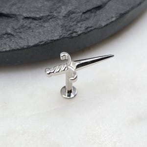 Titanium ASTM F136 Threadless Sword Knife Flat Back Barbell Cartilage Conch Flat Helix Labret ...