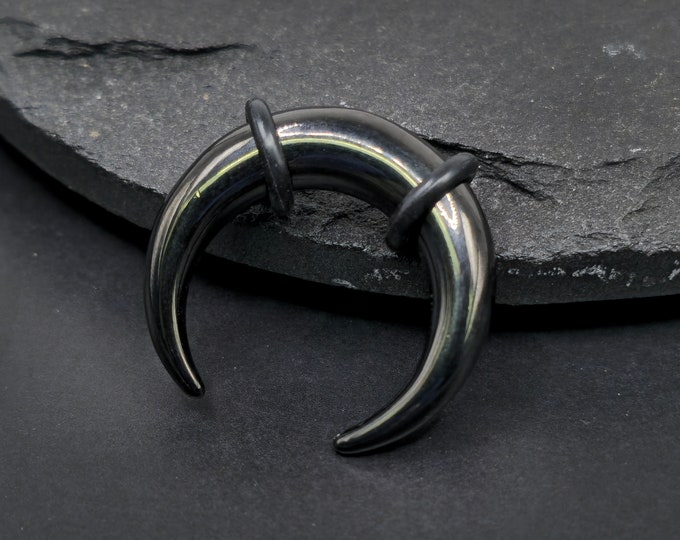 Black Steel Septum Pincher Ring Stretching Gauging Taper Horseshoe Gauges 00g 0g 1g 2g 4g 6g 8g ...