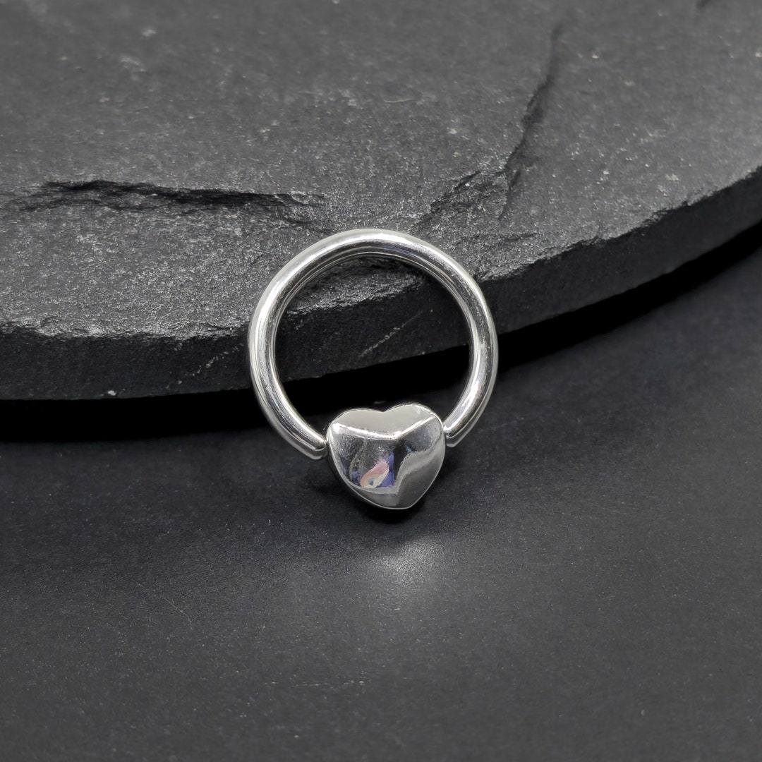 16g 14g Captive CBR Ring With 3D Heart Charm Piercing Hoop Ring - Etsy
