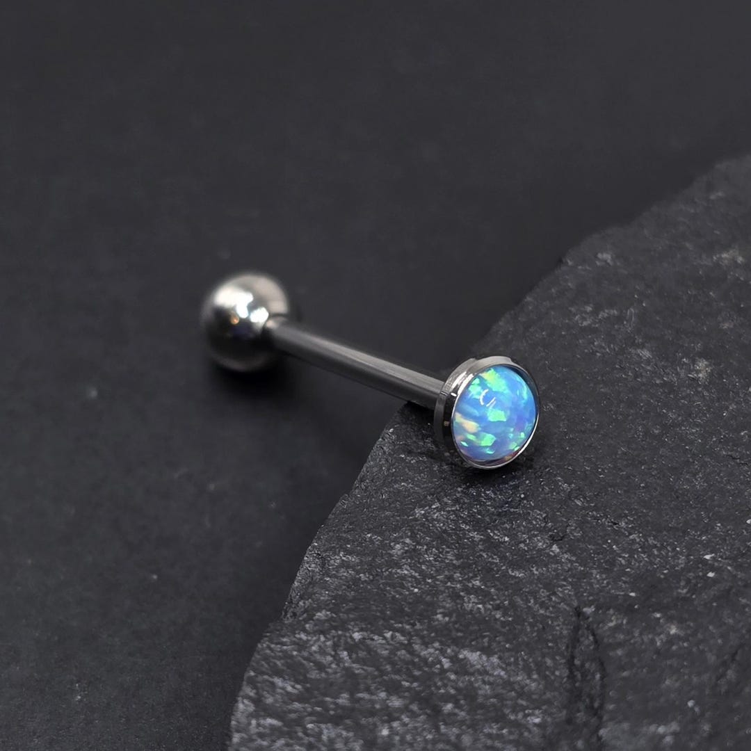14g Titanium ASTM F136 Implant Grade Internal Threads Barbell Blue Opal ...