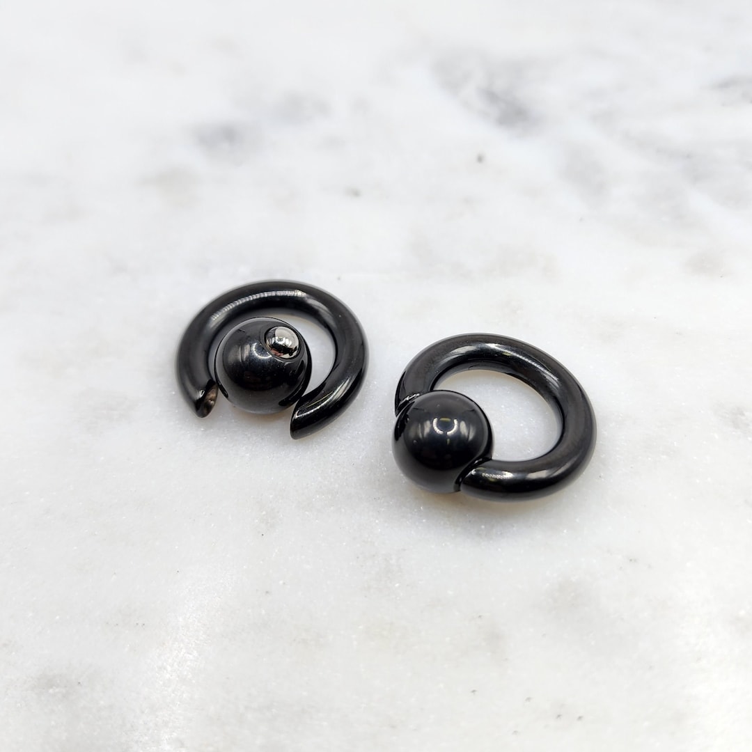 1x 00g 0g 2g 4g 6g 8g 12mm or 16mm Diameter Spring Action Black Plated ...