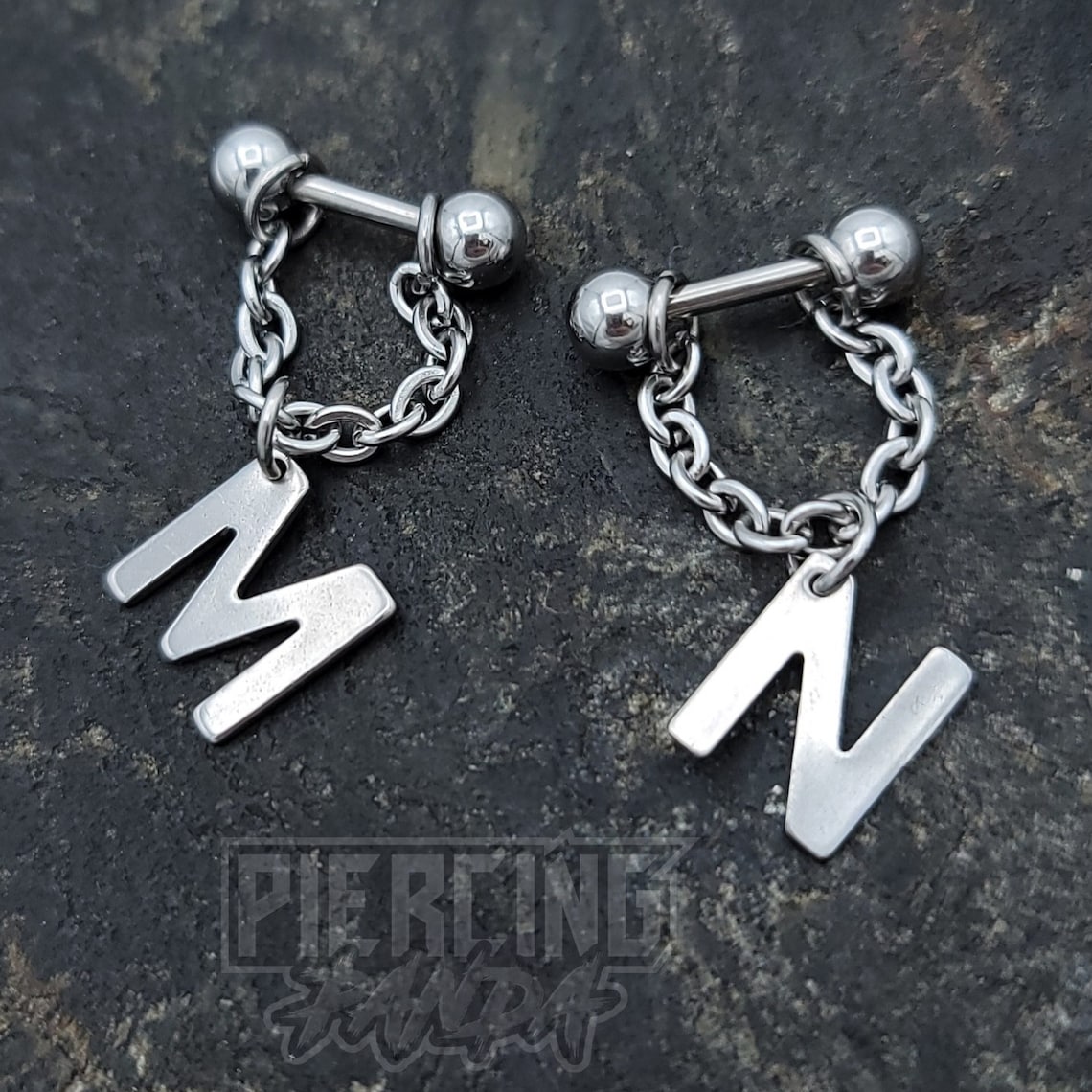 12g 14g 16g Choose 2 Letters Custom Nipple Jewelry Piercings | Etsy