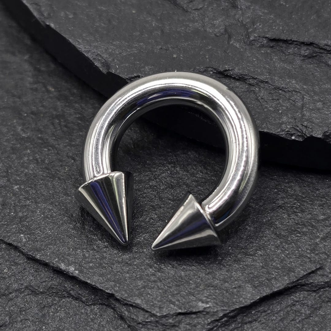 6g Internal Thread Spikes Horseshoe Large Gauges Hoop Septum Helix ...