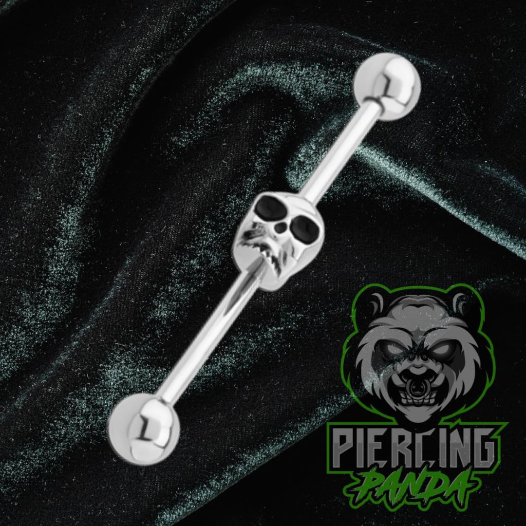 14g Skeleton Skull External Threads Industrial Barbell Scaffold ...