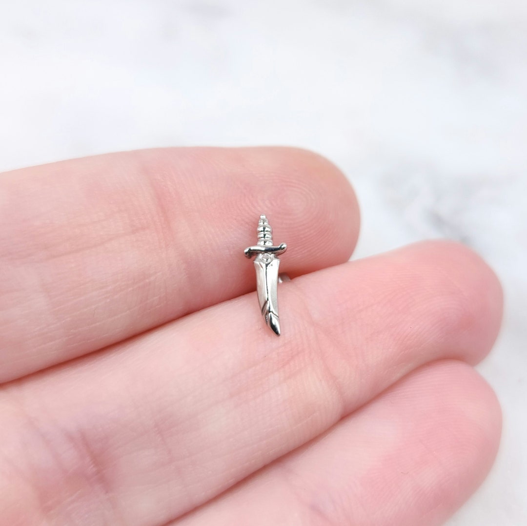 16g Titanium ASTM F136 Internal Thread Dagger Sword Small - Etsy