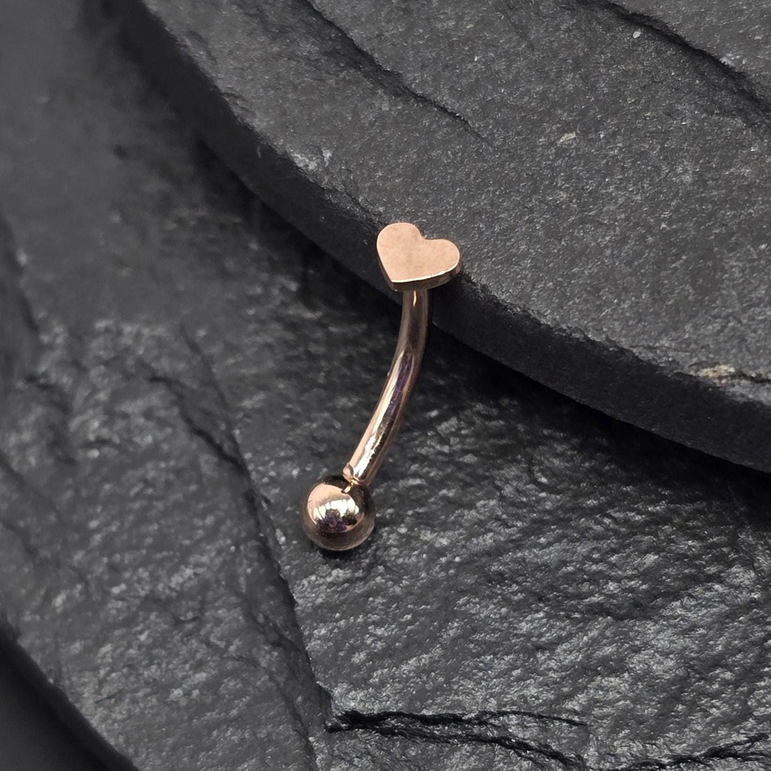 Titanium Threadless ASTM F136 16g Small Rose Gold Heart Eyebrow Ashley ...