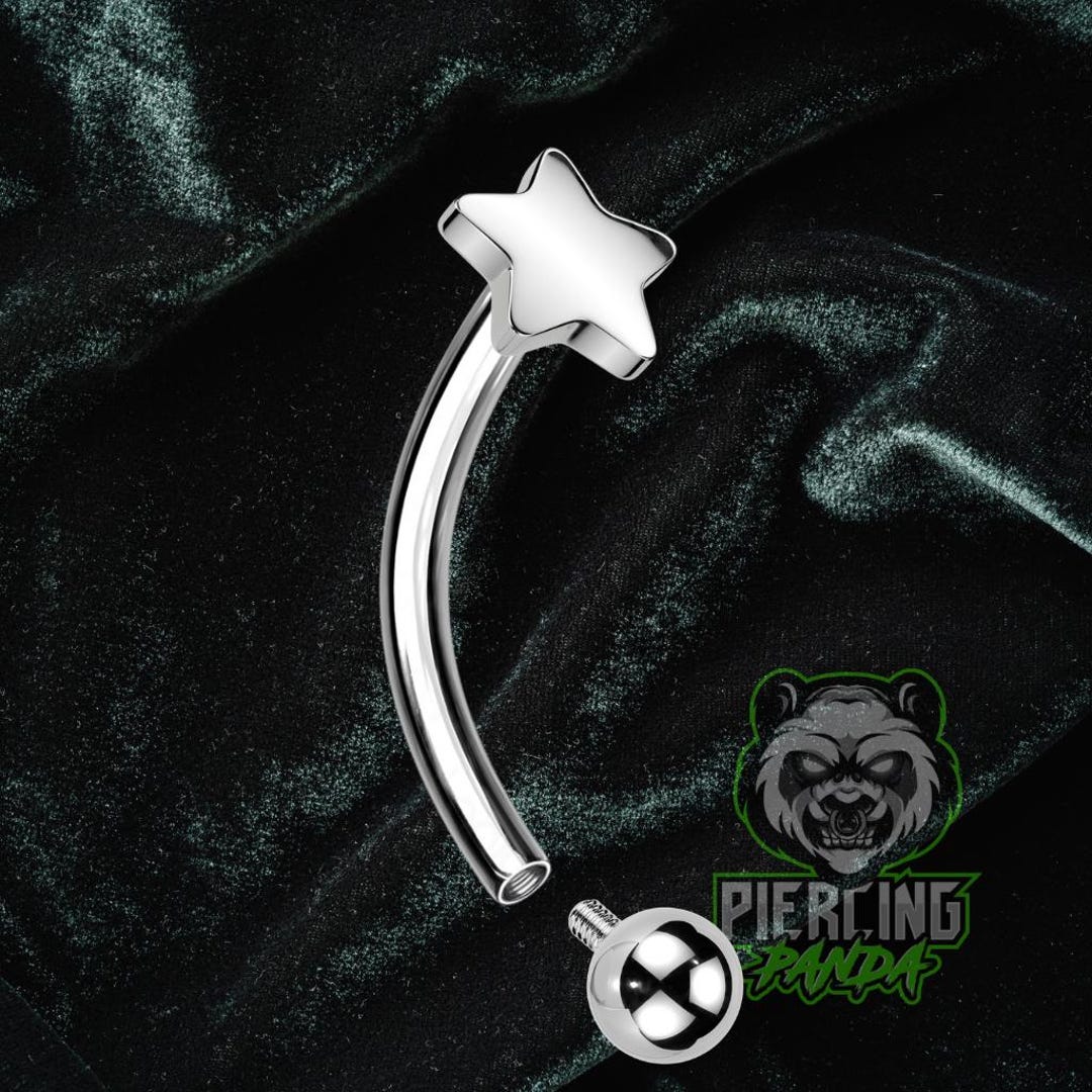 16g Titanium Star Implant Grade ASTM F136 Curved Barbell Internal ...