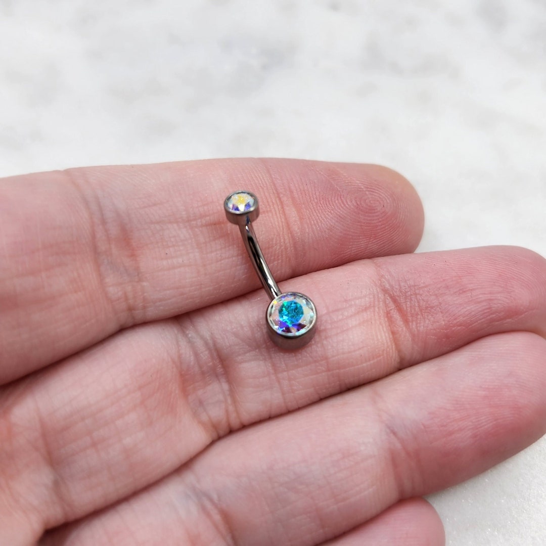 Titanium Internal Thread 14g AB Rainbow CZ Top Prong Set - Etsy
