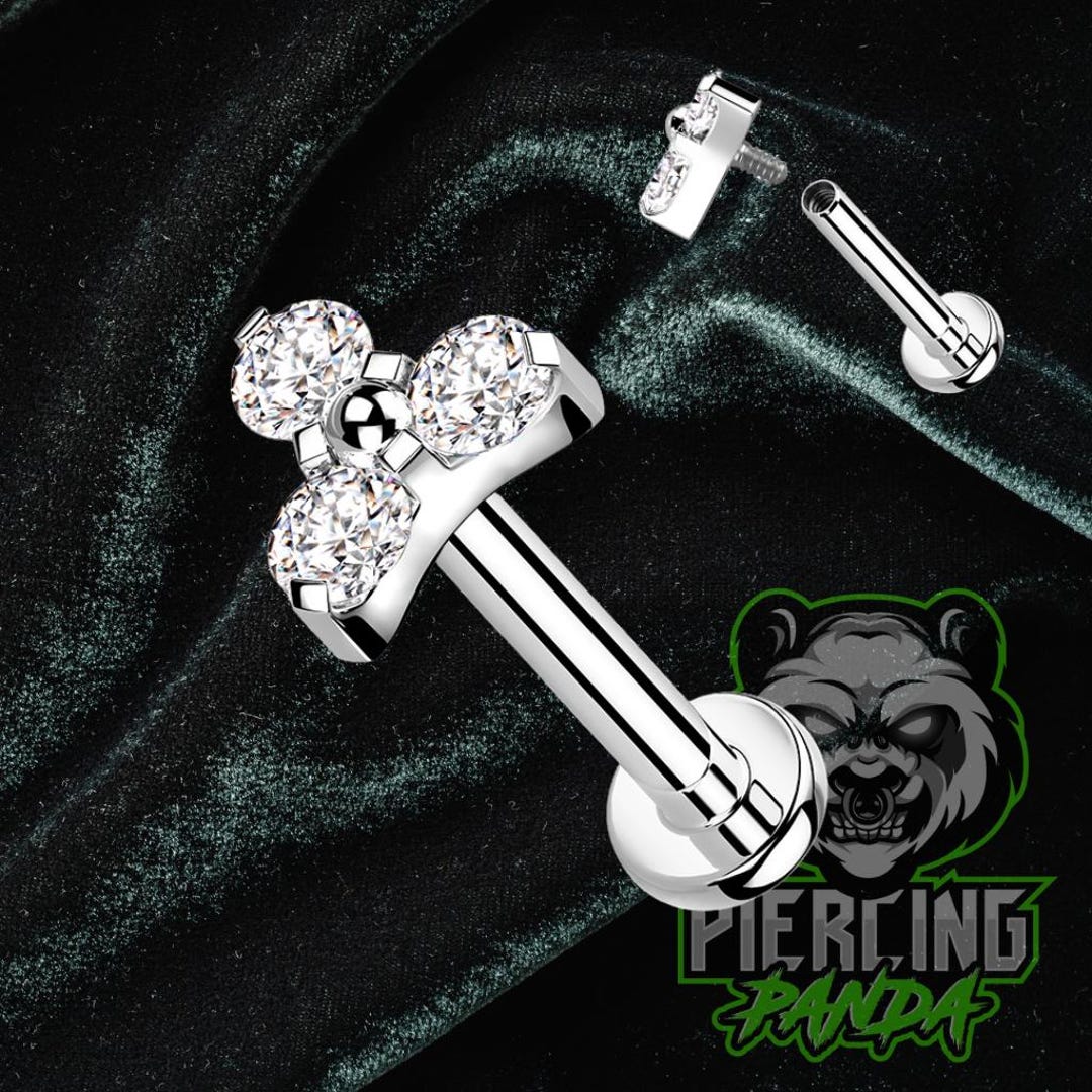 16g Titanium ASTM F136 White CZ Trinity Cluster Implant Grade ...
