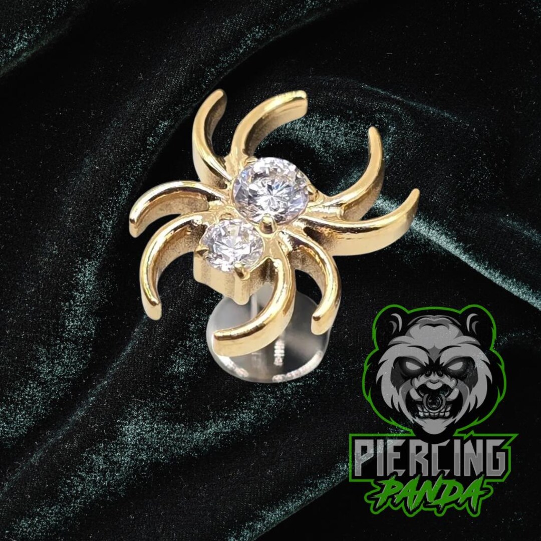Titanium ASTM F136 Threadless Spider Gold PVD Flat Back Barbell ...