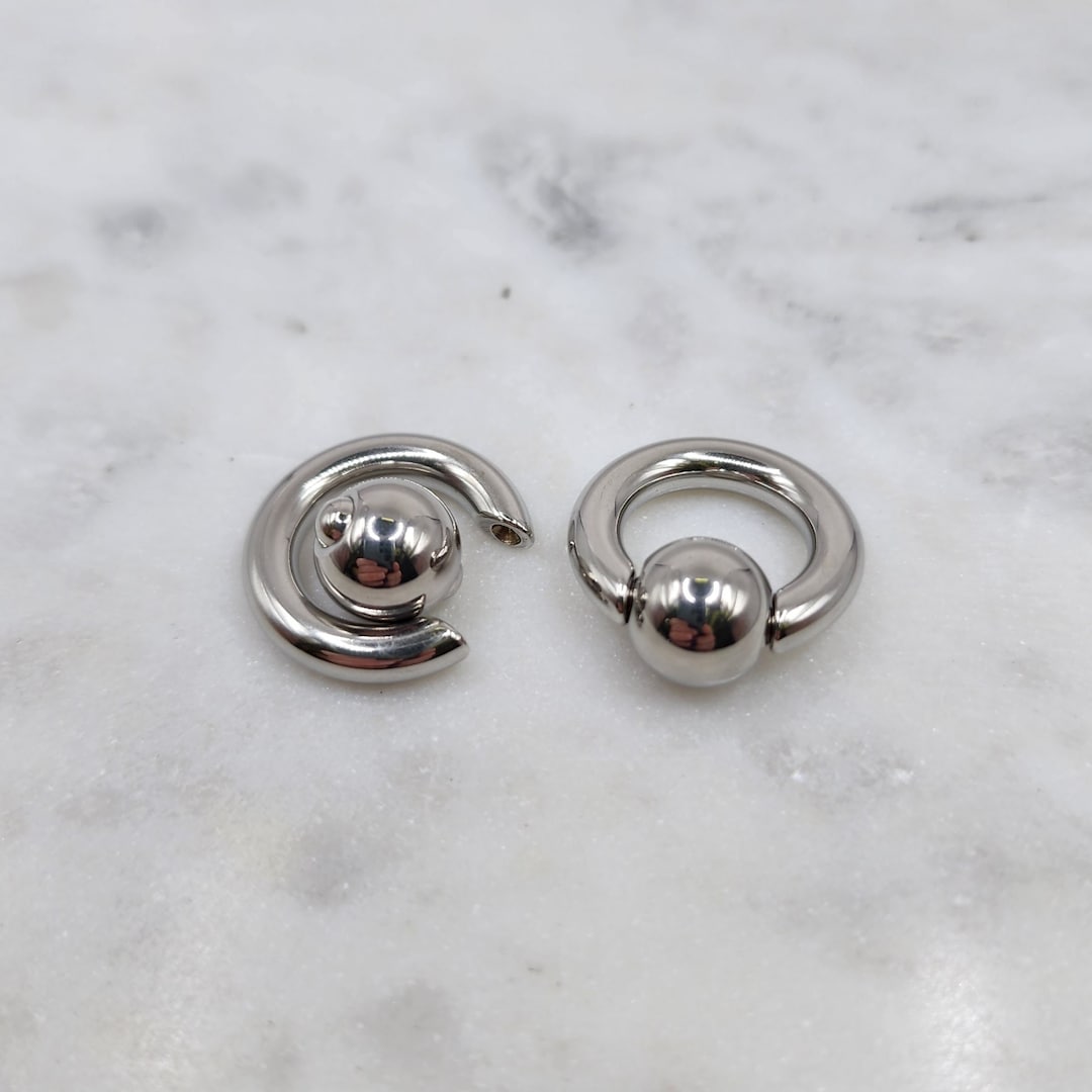 1x 4g 6g 8g 12mm Spring Action Captive Ball Large Gauges Surgical Steel ...