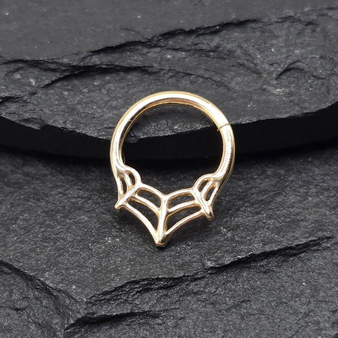 16g 14k Solid Yellow Gold Spider Web Hinged Segment Clicker Septum ...