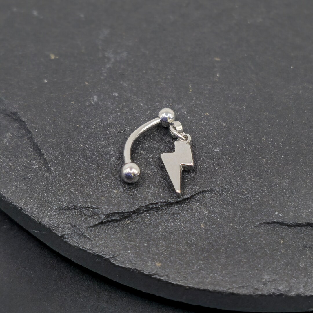 16g Lightning Bold Dangling Charm Rook or Eyebrow Piercing Jewelry ...