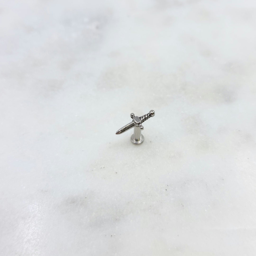 14g Internal Thread Sword 316L Surgical Steel Small Bottom Disc Tragus ...