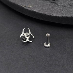 14g Biohazard Internal Thread White CZ Solid 316L Surgical Steel Small ...