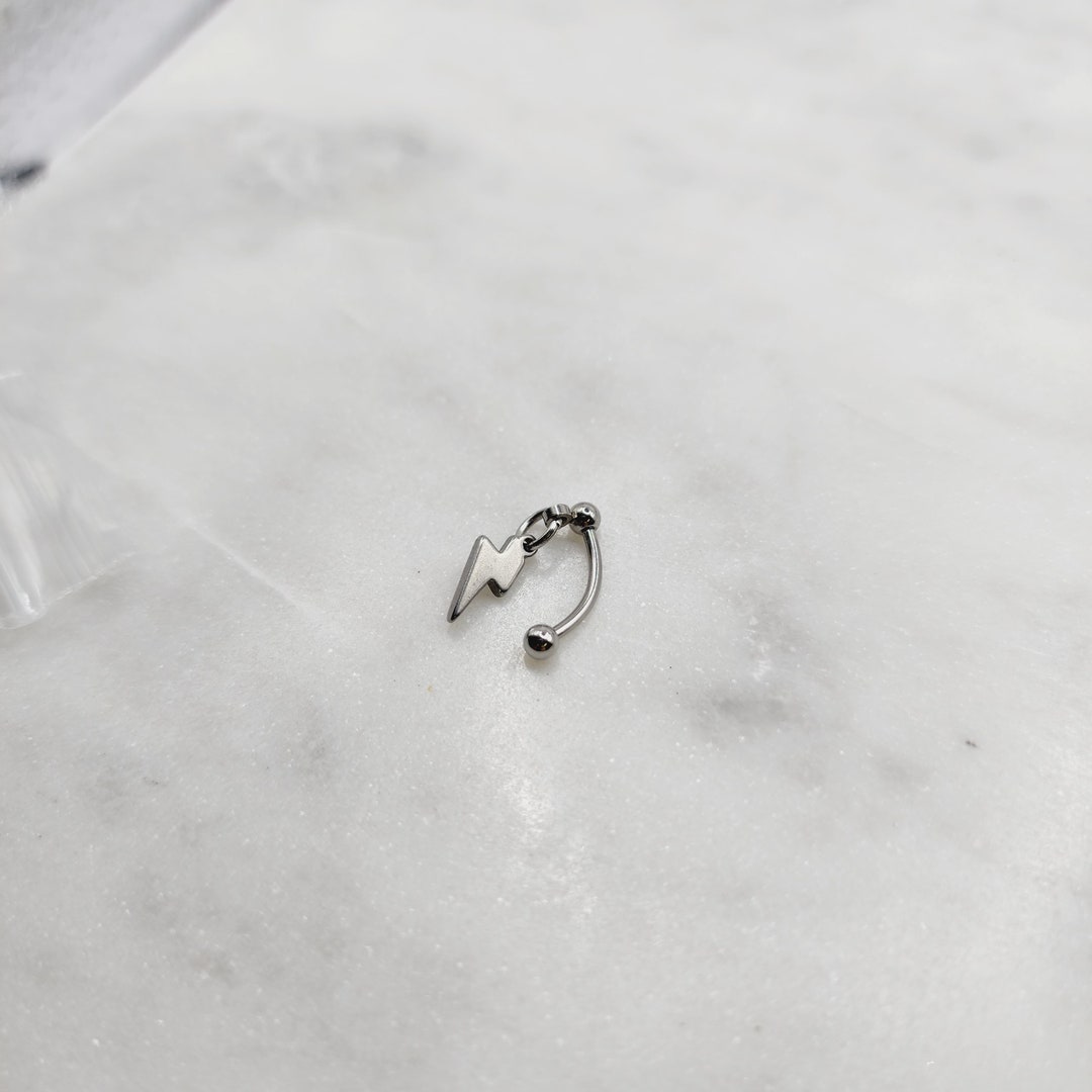 16g Lightning Bold Dangling Charm Rook or Eyebrow Piercing Jewelry ...