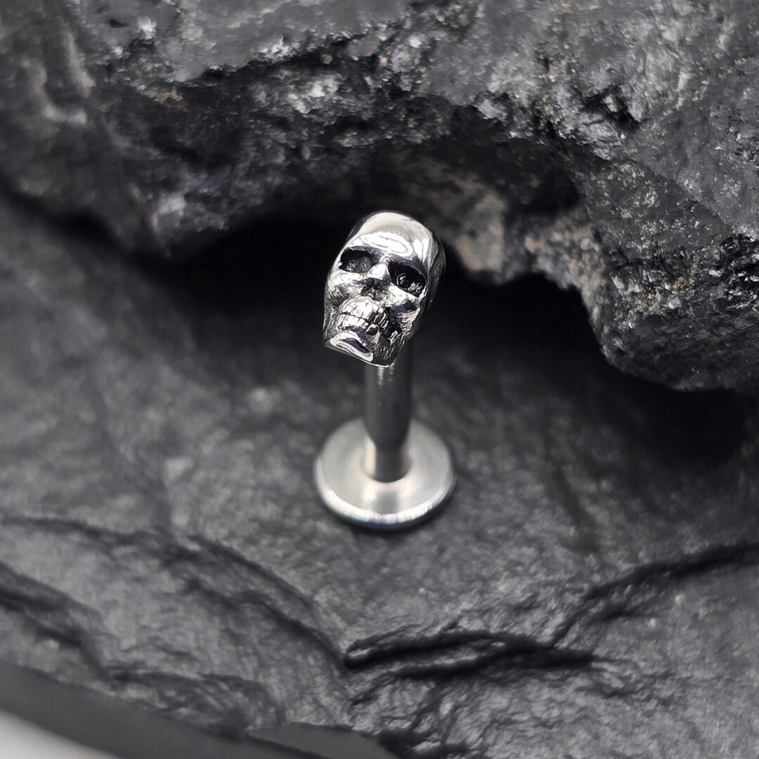 14g Small Skull Labret or Ball Back No Rust Surgical Steel Labret Lip ...