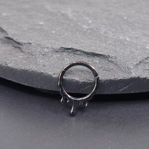 16g 8mm Blood Drip Hinged Segment Clicker Piercing Hoop Ring Solid ...