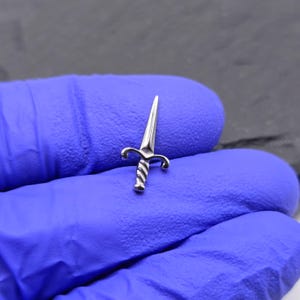 Titanium ASTM F136 Threadless Sword Knife Flat Back Barbell Cartilage Conch Flat Helix Labret ...