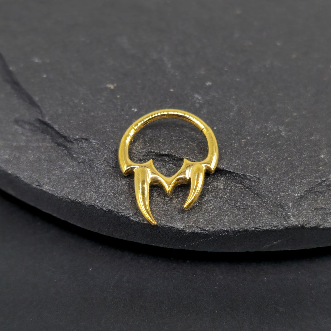 16g Fangs Hinged Segment Clicker Ring Piercing Hoop Daith Solid 316L ...