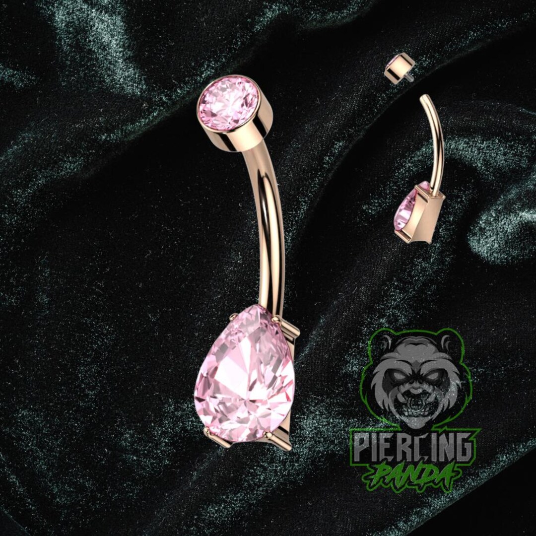 14g Titanium ASTM F136 Pink Pear Gem Implant Grade Internally Threaded ...