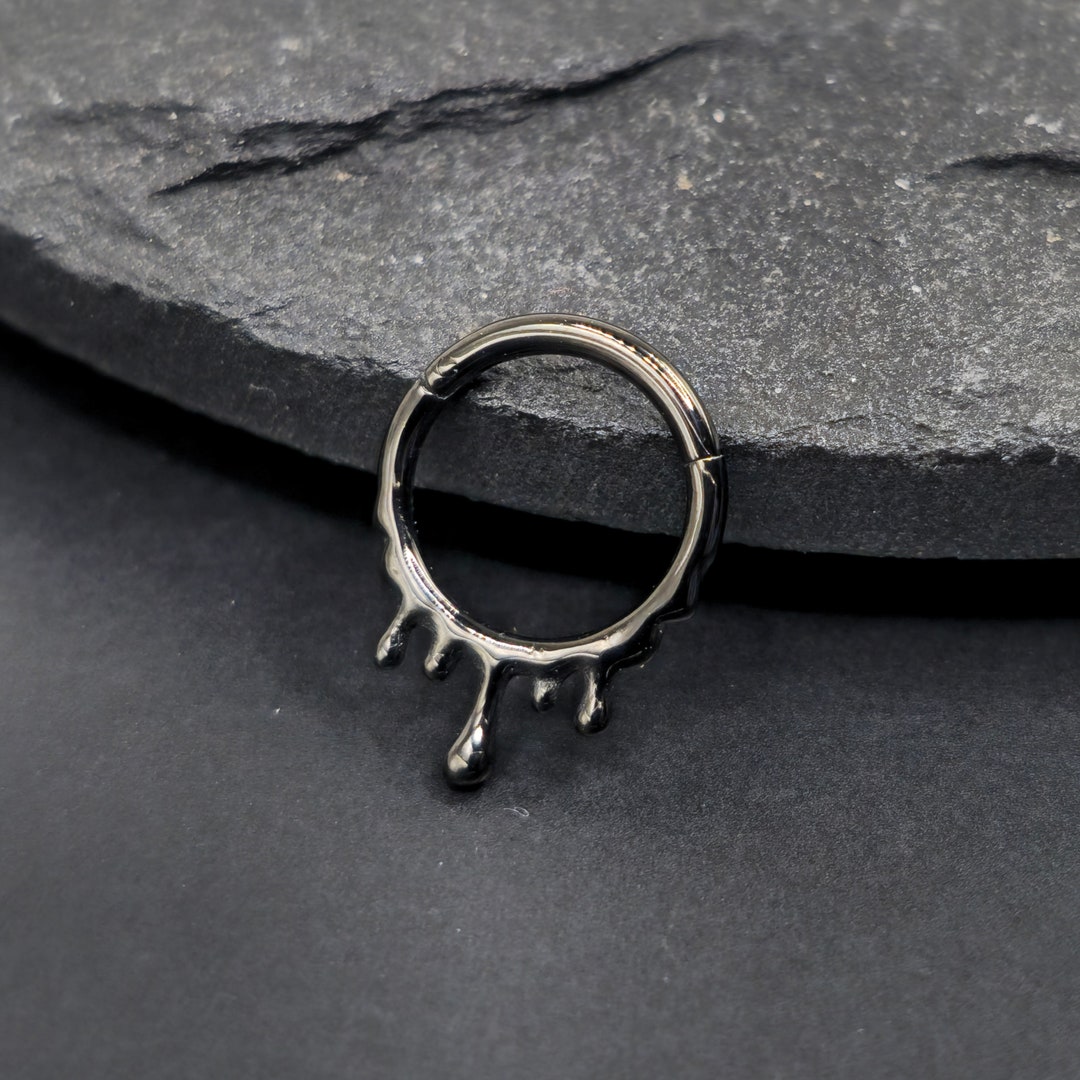 16g 8mm Blood Drip Hinged Segment Clicker Piercing Hoop Ring Solid ...