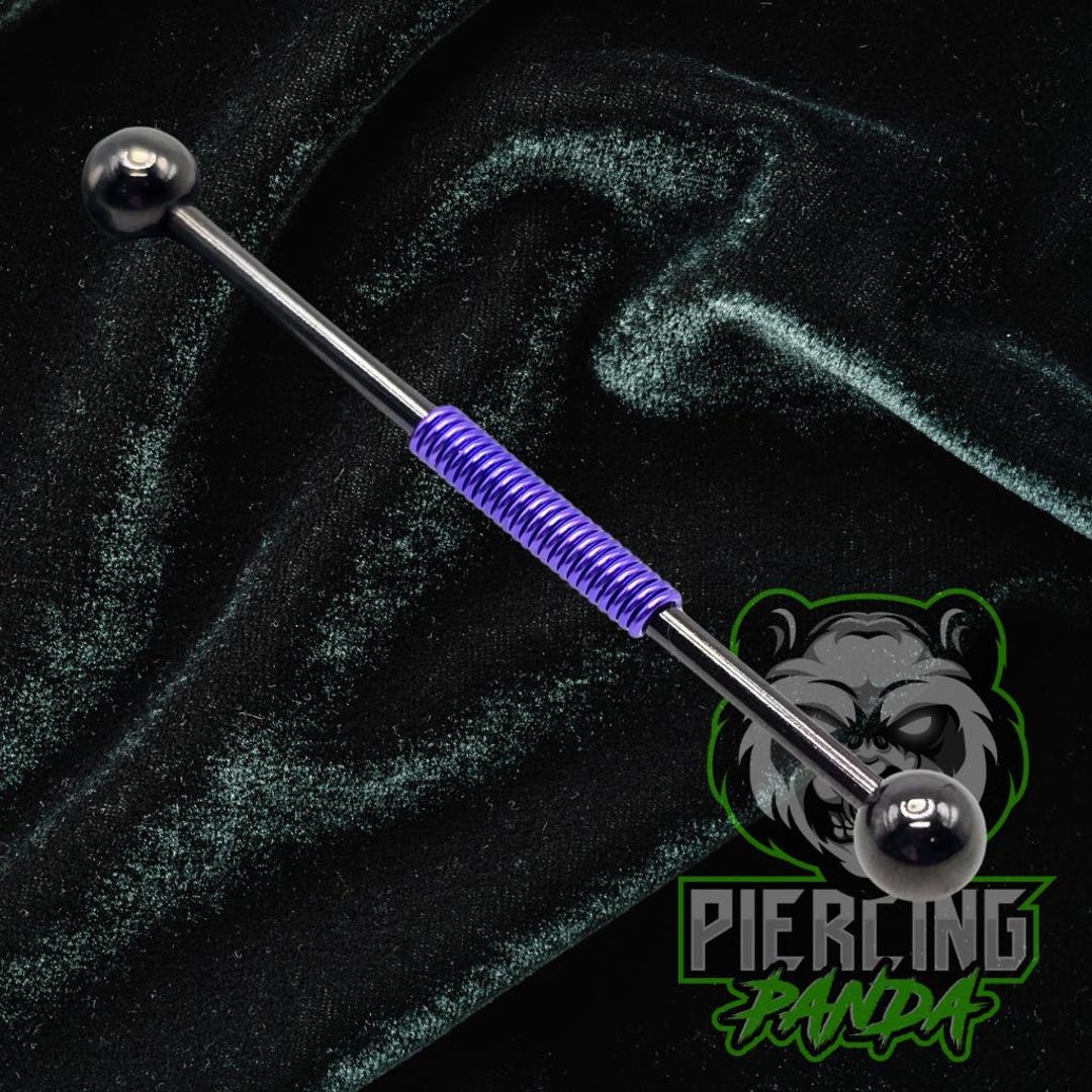 14g 16g Purple Copper Wire Hand Wrapped Black IP Solid 316L Surgical ...